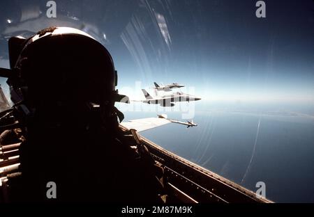 Two Strike fighter Squadron 132 (VFA-132) F/A-18A Hornet aircraft are ...