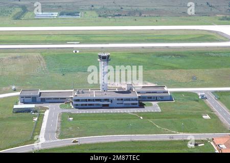 An aerial view of Viru Viru International Airport, with two C-130 ...