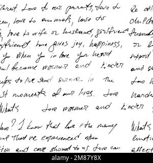 Handwritten ink text background. Love letter imitation of vintage ...