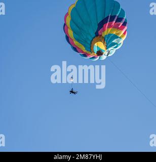 Base Jumpers jump from a hot air balloon Stock Photo - Alamy