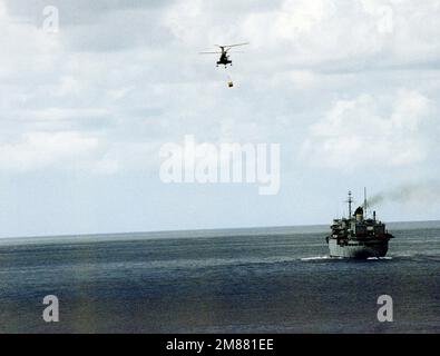The combat stores ship USNS SPICA (T-AFS-9) rests on blocks in the ...