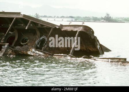 A view of the wreck of the former battleship/target ship UTAH (BB-31/AG ...