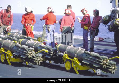 Mark 82 500-pound high-drag bombs aboard a B-52G Stratofortress ...