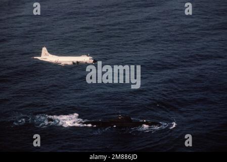 A view of a Soviet VICTOR I class nuclear-powered attack submarine ...