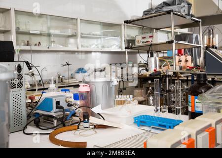 Interior of chemical laboratory equipped with different tools Stock ...