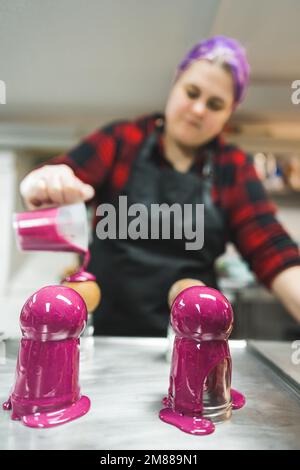 A vertical shot of a beautiful birthday cake with strawberry ...