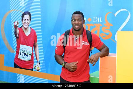 MUMBAI, INDIA - JANUARY 12: Jamaican sprinter and Tata Mumbai Marathon ...