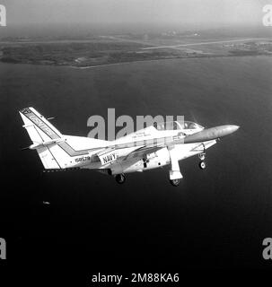 A right side view of a T-2C Buckeye trainer aircraft taxiing down the ...