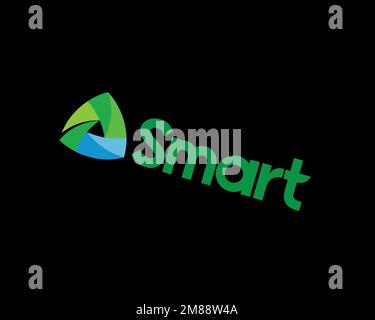 Smart Communications, rotated logo, black background Stock Photo - Alamy