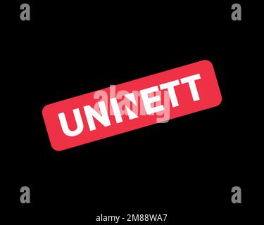 Uninet, rotated logo, black background B Stock Photo - Alamy