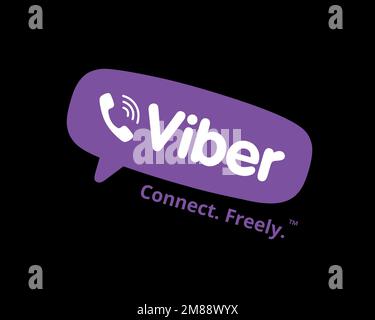 Viber, rotated logo, black background Stock Photo - Alamy