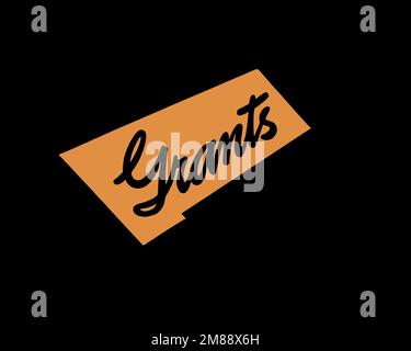 W. T. Grant, rotated logo, black background B Stock Photo - Alamy