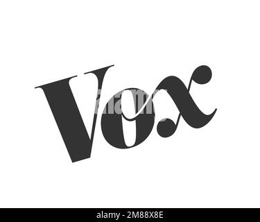 Vox website, rotated logo, white background B Stock Photo - Alamy