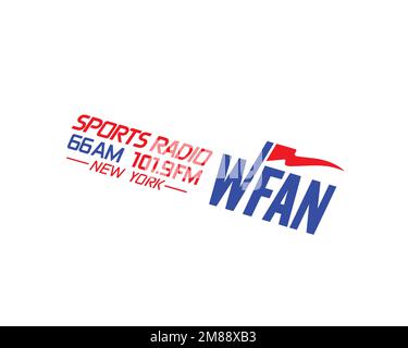 WFAN AM, rotated logo, white background Stock Photo - Alamy