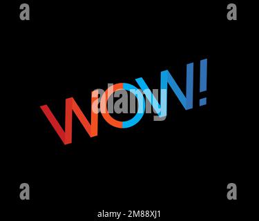 Wide Open West, rotated logo, black background B Stock Photo - Alamy
