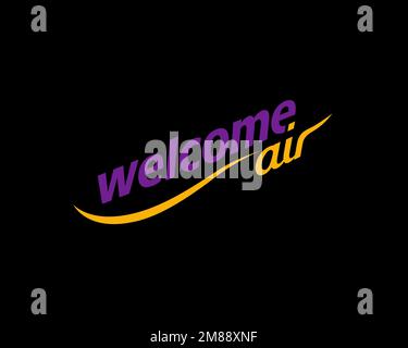 Welcome Air, rotated logo, black background B Stock Photo - Alamy