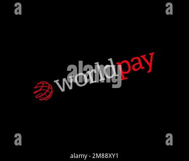 Worldpay, rotated logo, black background B Stock Photo - Alamy
