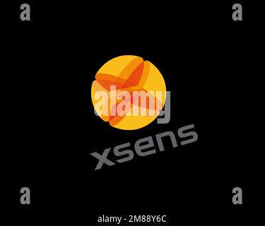 Xsens, rotated logo, black background B Stock Photo - Alamy