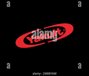 Yakult, rotated logo, black background B Stock Photo - Alamy