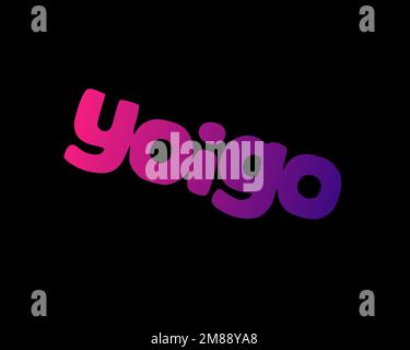Yoigo, rotated logo, black background Stock Photo - Alamy