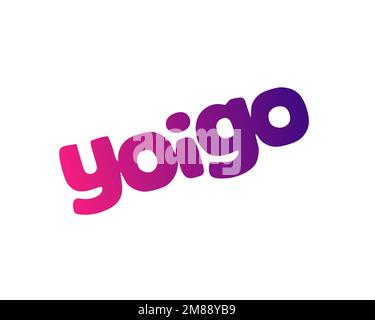 Yoigo, rotated logo, white background B Stock Photo - Alamy