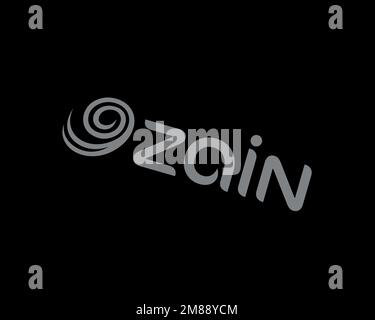 Zain Group, rotated logo, black background Stock Photo - Alamy