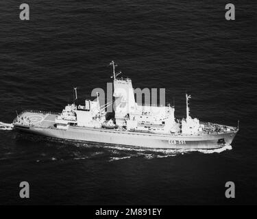 A starboard view of the Soviet naval missile range ship KAMCHATKA (SSV ...