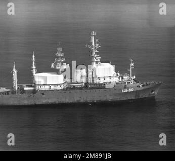 A starboard view of the Soviet Primorye class intelligence collector ...