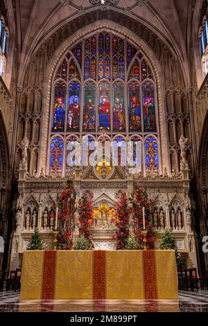 Trinity Chapel (New York). Altar. Front and end elevations and plan ...
