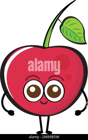 Cute And Happy Cartoon Apple Fruit Clipart Illustration Stock Vector ...
