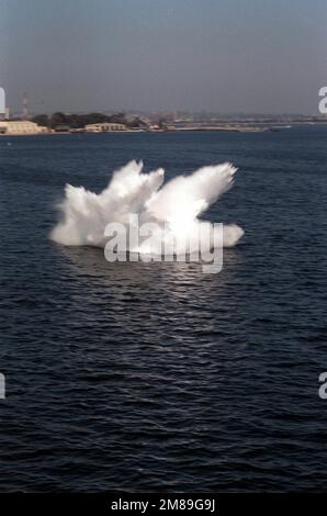 A 52,700-pound sled hits the water after being launched by catapult ...
