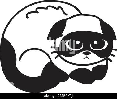 Hand Drawn scared or sad cat illustration in doodle style isolated on ...