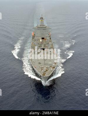 A bow view of the fleet oiler USNS PAWCATUCK (T-AO-108) conducting ...