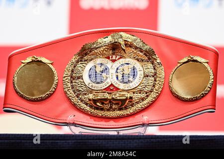 WBO World Bantamweight Championship Belt is seen during a press ...