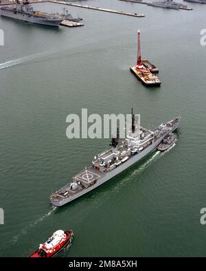 A starboard quarter view of the large harbor tug WAUWATOSA (YTB-775 ...