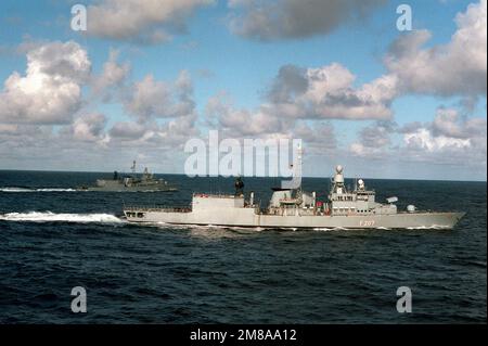 A starboard beam view of the West German frigate FGR KOLN (F-211 ...