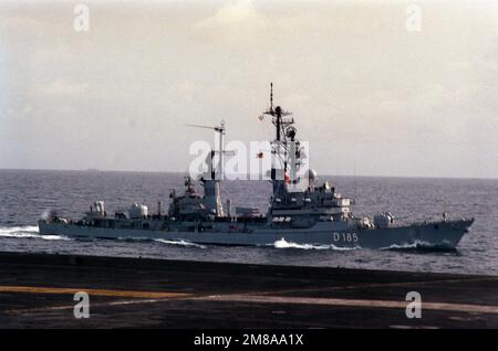 The West German destroyer FGS LUTJENS (D-185), left, and the Canadian ...