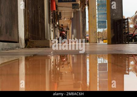 Scene of the stagnant pool of water after rain around the suburb ...
