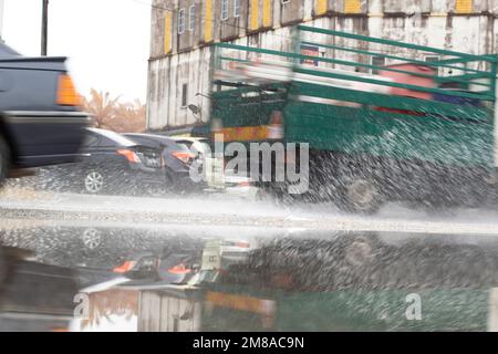 Scene of the stagnant pool of water after rain around the suburb ...