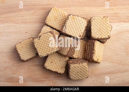 Cube wafer with chocolate cream on isolated white background Stock ...