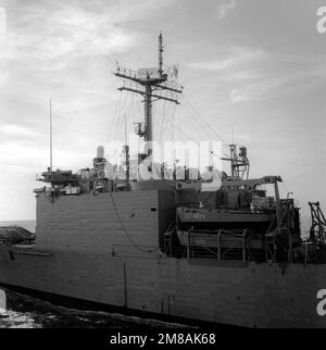 A close-up port amidships view of the combat stores ship USS SYLVANIA ...