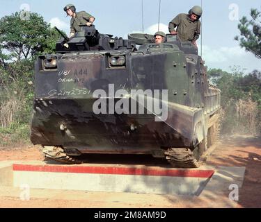 An AAVP-7A1 amphibious assault vehicle from 2nd Plt., Co. A, 2nd ...