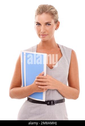 Businesswoman holding folder with paper documents; panoramic banner ...