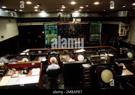 A view of a AN/UPA-62 indicator group radar display in an operations ...