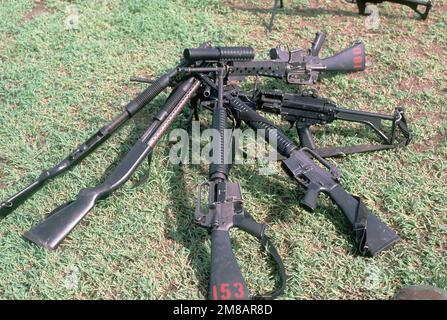 Marines with M16A2 rifles and M249 squad automatic weapon (SAW) in ...