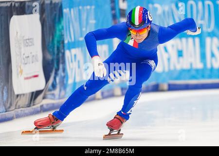 GDANSK, POLAND - JANUARY 13: Pietro Sighel of Italy competing on the ...