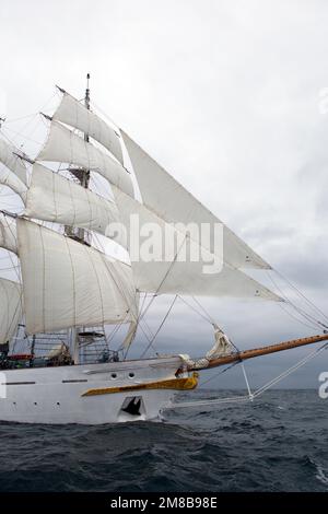 Indian Navy tall ship INS Tarangini, parade of sail 2018, yards manned ...