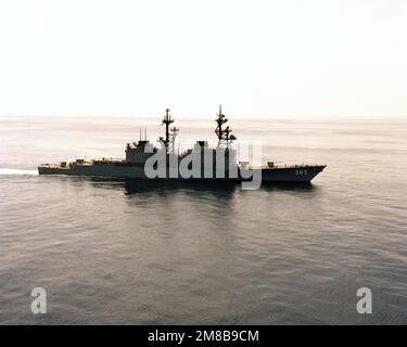 The destroyer USS KINKAID (DD-965) is positioned in the medium ...