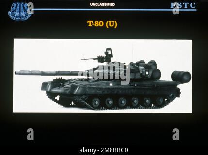A front view of a Soviet T-80 main battle tank clearly showing the ...