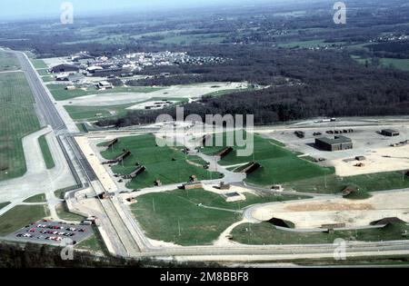 An aerial view of the ground launched cruise missile base at Florennes ...